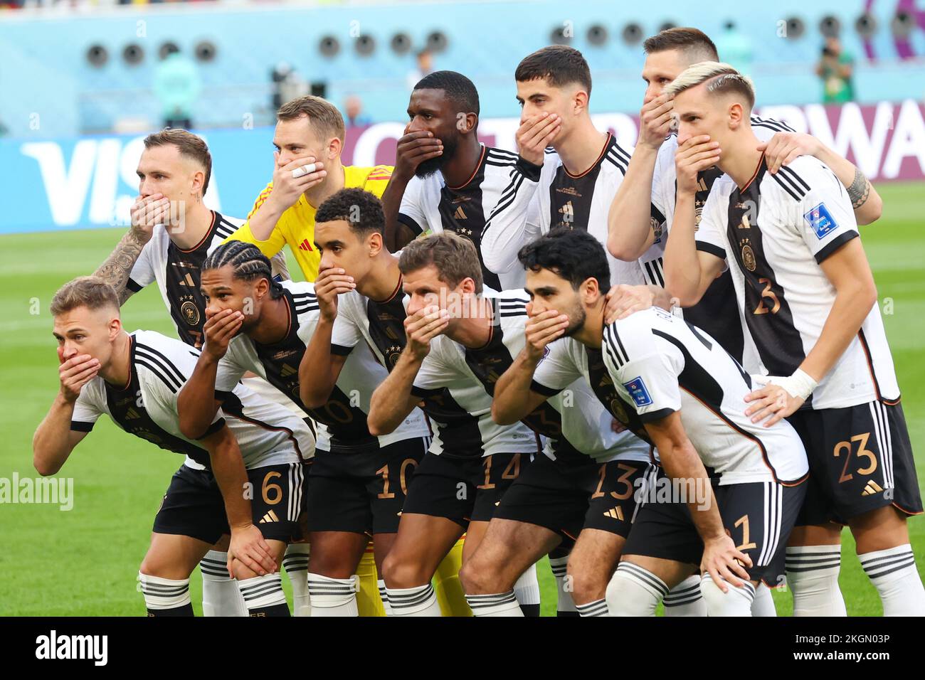 Al Rayyan, Qatar, November 23, 2022. Al Rayyan, Qatar. 23rd Nov, 2022. Germany team group line ...