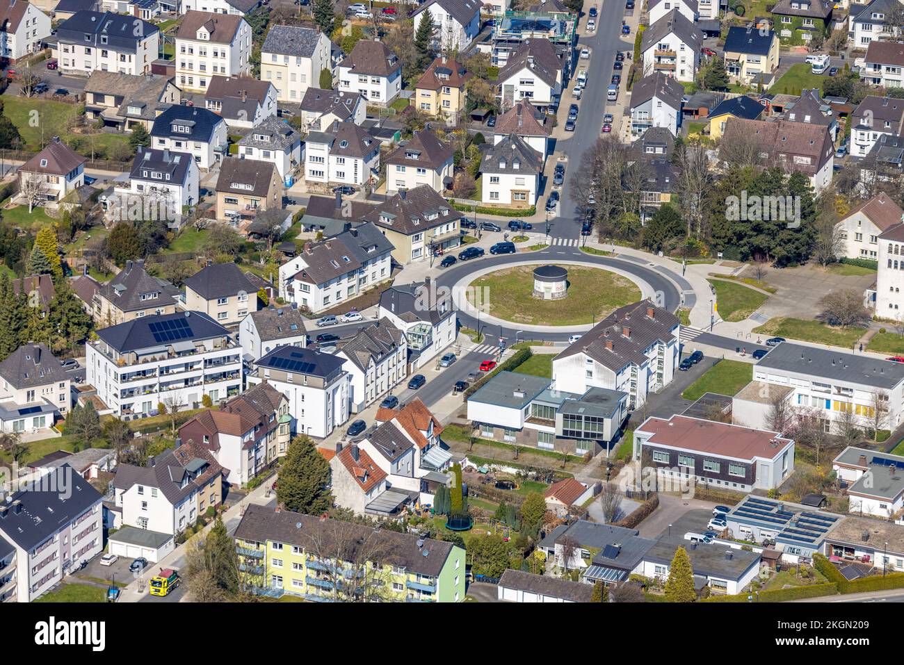 Aerial view, redesign traffic circle Pfarrer-Leo-Reiners-Platz ...