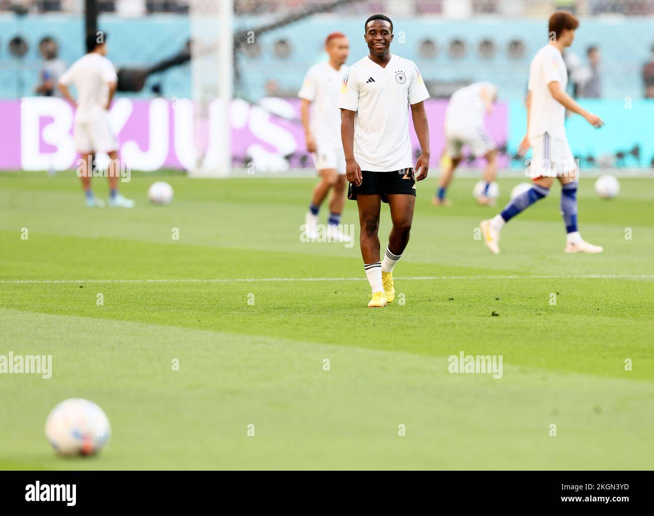 Doha, Qatar. 23rd Nov, 2022. Youssoufa Moukoko of Germany reacts before ...