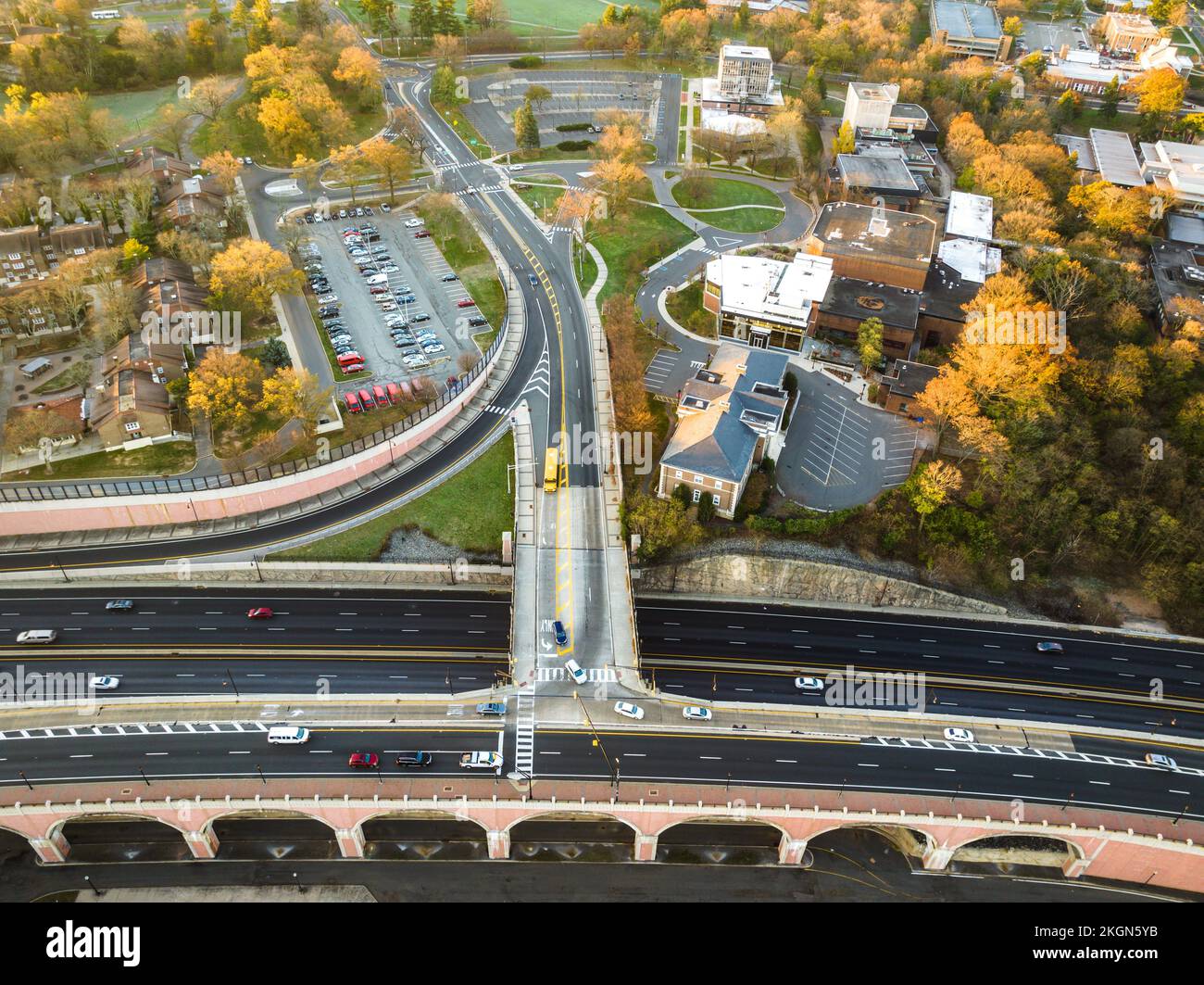 An aerial view of the sunrise in New Brunswick, New Jersey Stock Photo ...