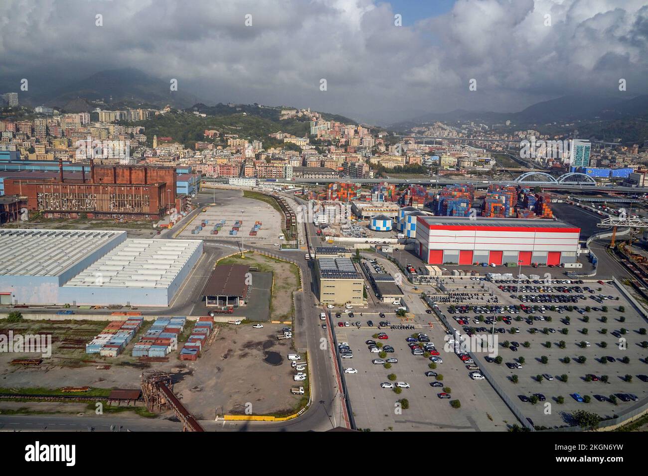 GENOA, ITALY - OCTOBER 24 2022 - The harbor while landing at the ...