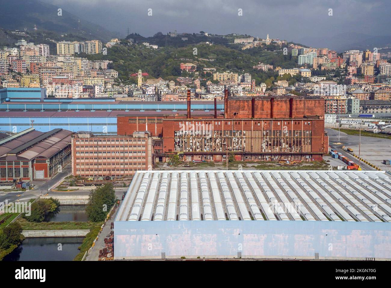 GENOA, ITALY - OCTOBER 24 2022 - The harbor while landing at the ...