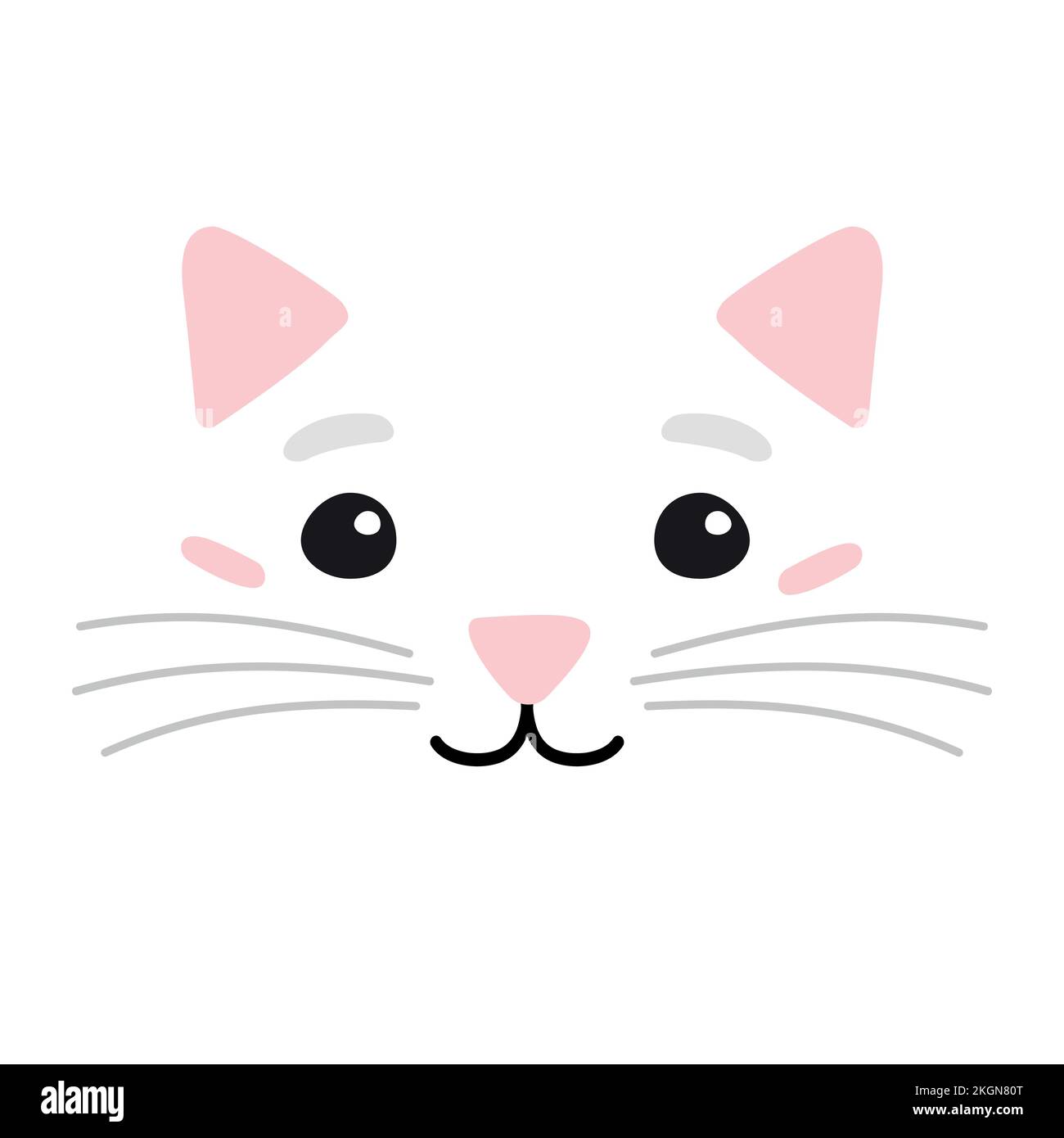 Vector hand drawn flat cat face isolated on white background Stock ...