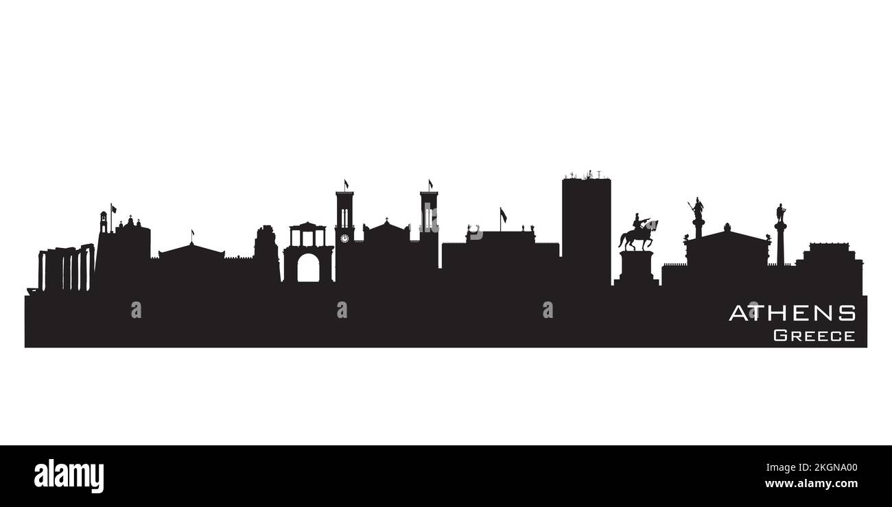 Athens Greece city skyline Detailed vector silhouette Stock Vector ...