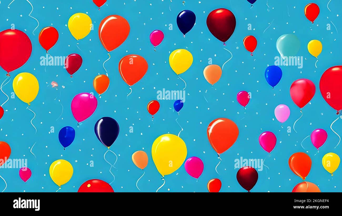 Colorful Balloons Drawing Illustration Background Stock Photo - Alamy