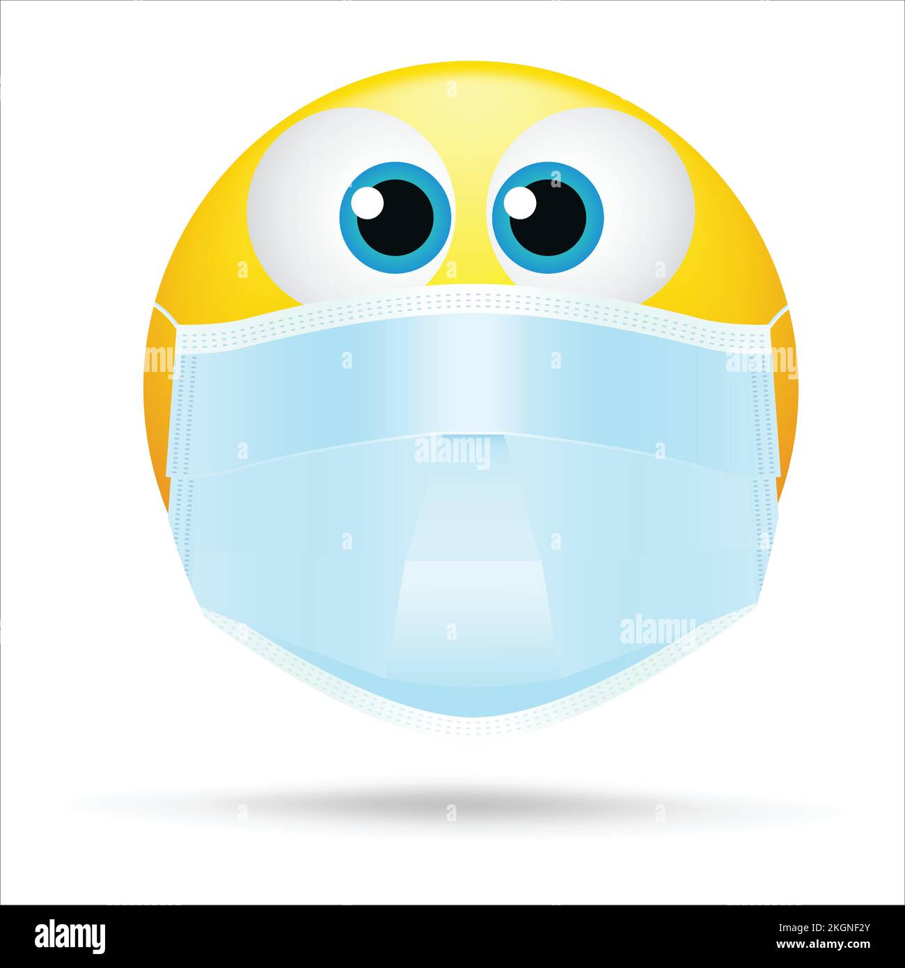 Emoji with mouth mask - yellow face with open eyes wearing a white ...