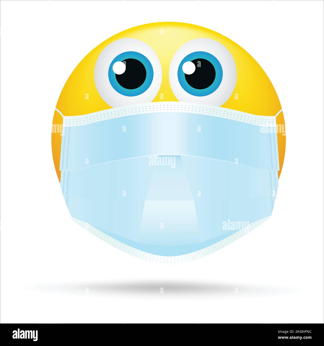 Emoji with mouth mask - yellow face with open eyes wearing a white ...