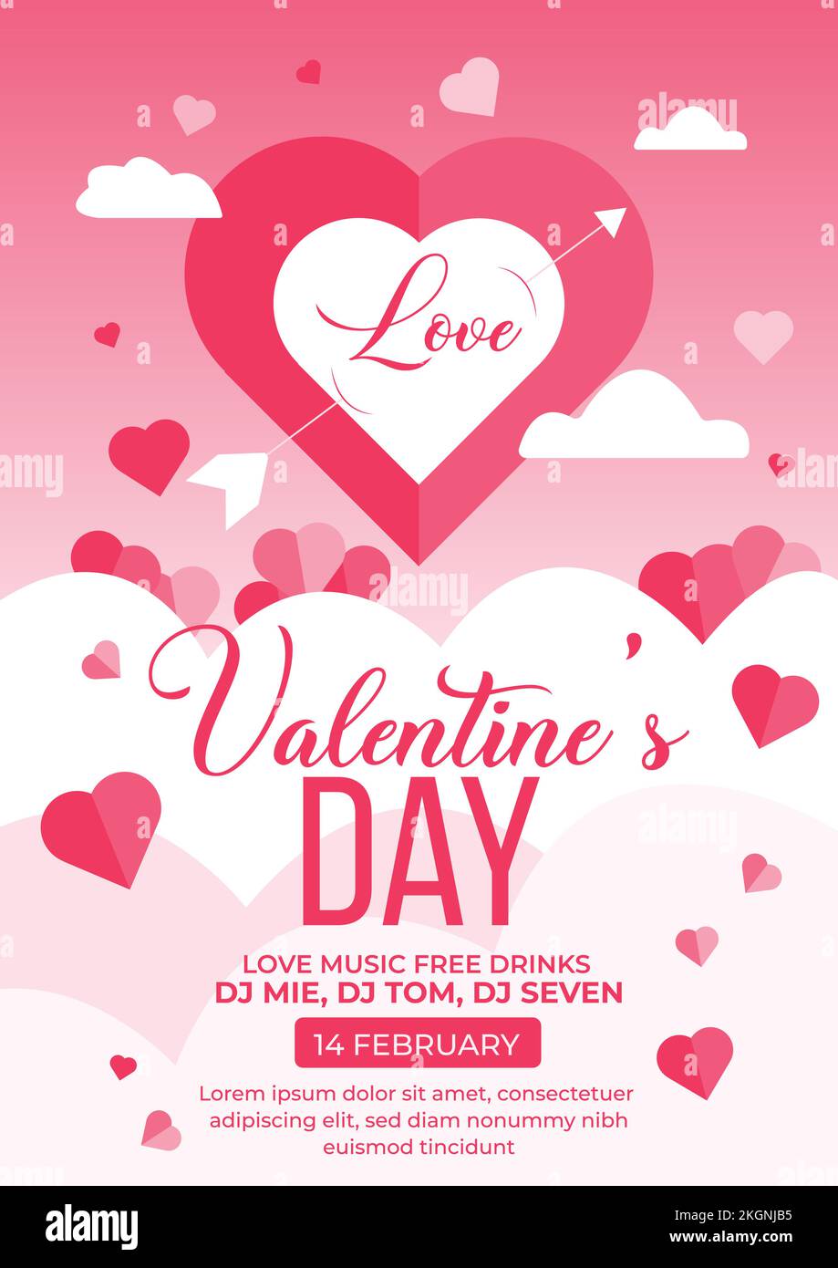 Valentines Day Party Poster Template Design, Valentines Day Flyer ...