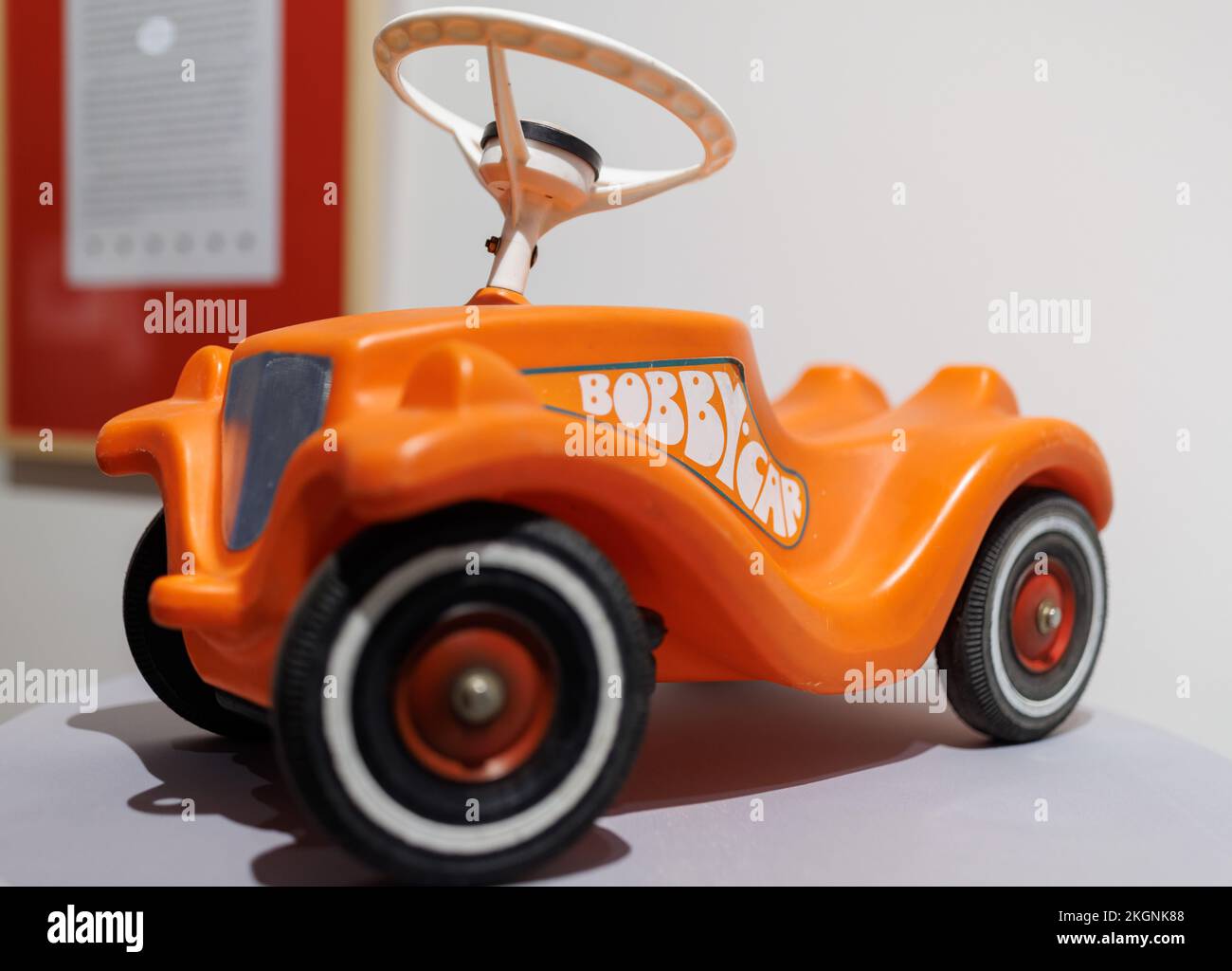 23 November 2022, Bavaria, Fürth: A Bobby-Car from 1972, the year it ...