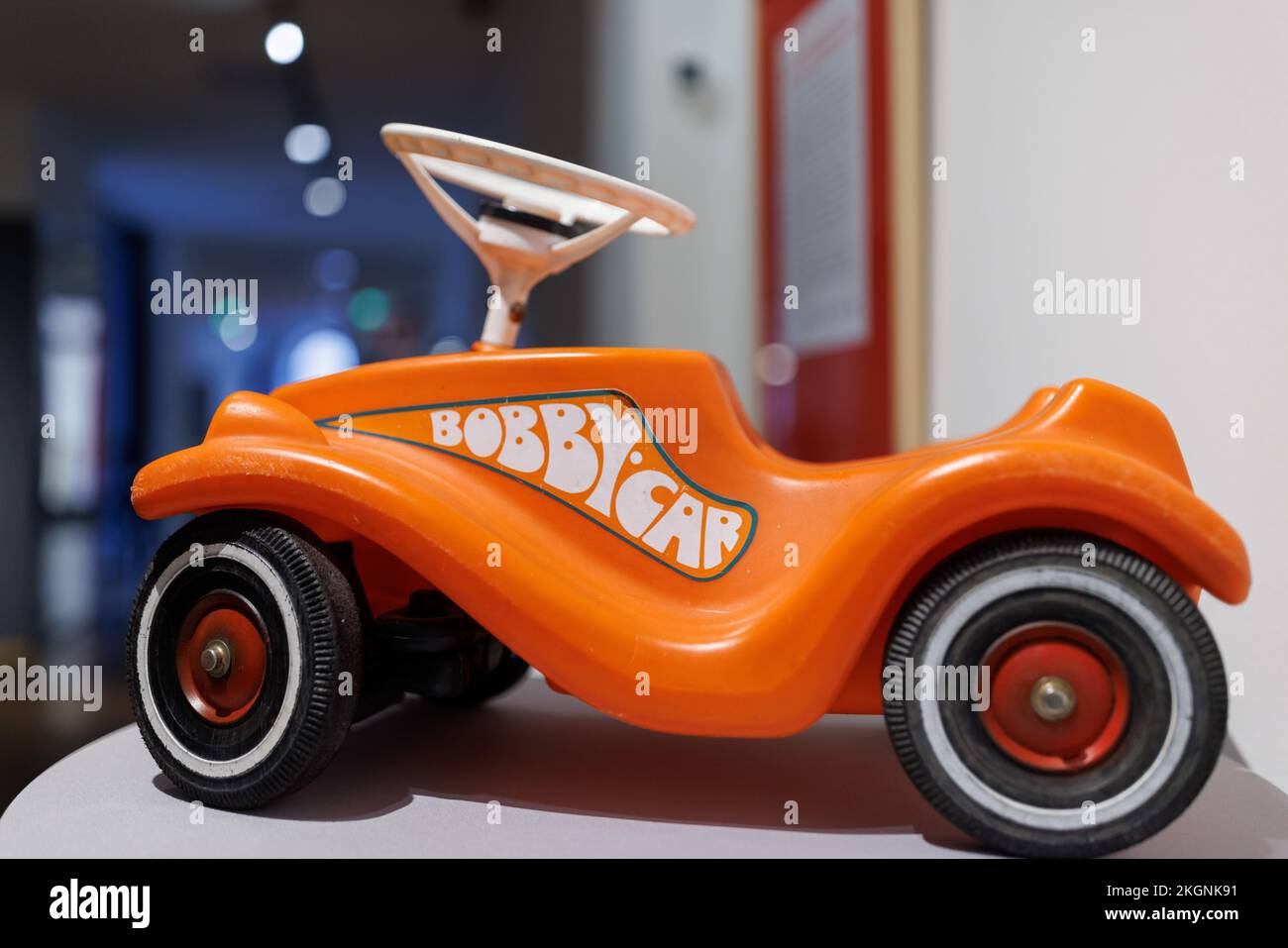 23 November 2022, Bavaria, Fürth: A Bobby-Car from 1972, the year it ...