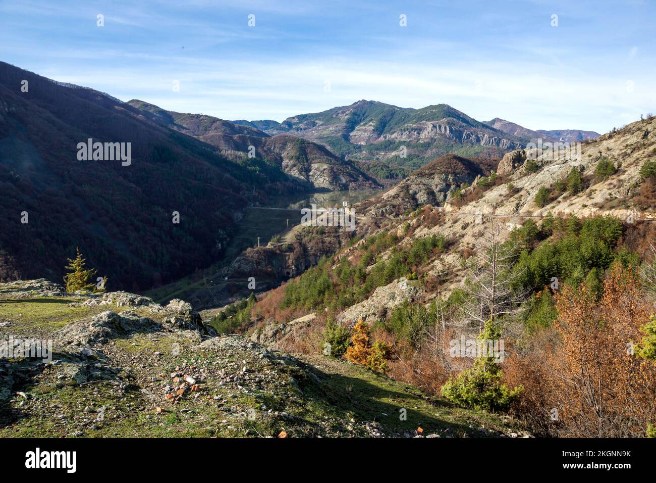 Amazing view of Rhodope Mountains near Borovitsa River, Bulgaria Stock ...