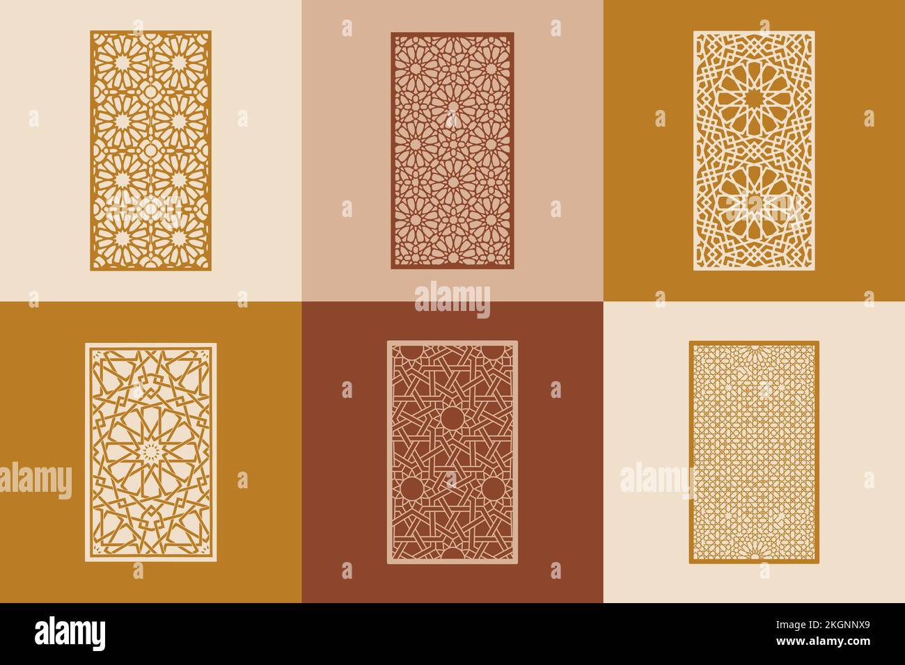 Picture of Set of ornamental islamic window. arabic traditional ...