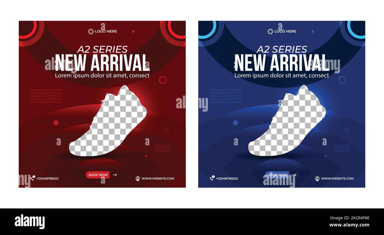 Shoe ad Banner Design, Red gradient colour, Blue gradient colour ...