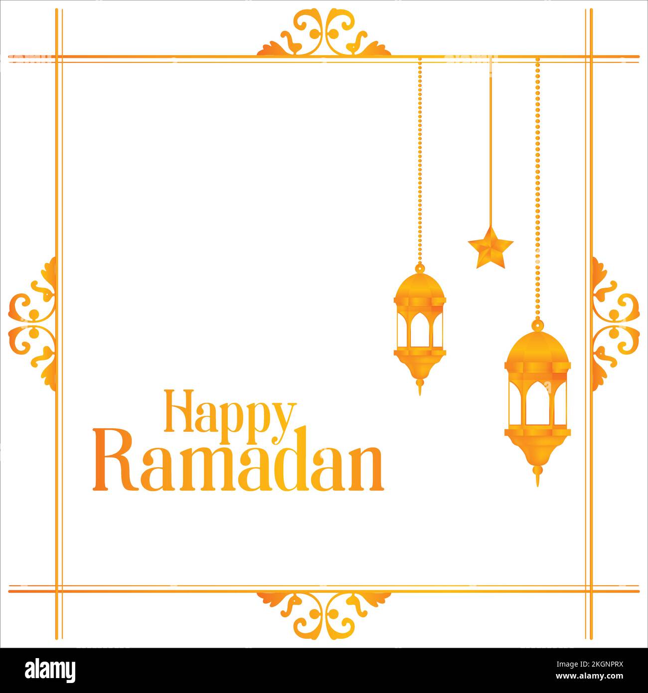Ramadan Kareem Golden frame Background flat Illustration, Ramadan ...