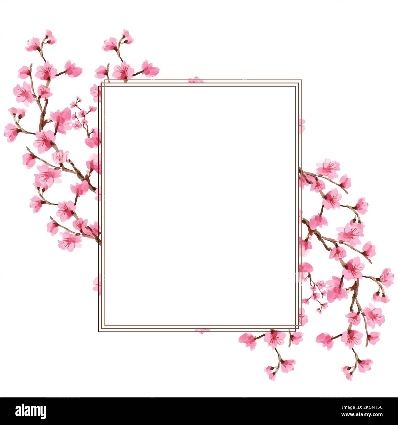 cherry blossom Beautiful watercolours decorated frame, Frame with ...