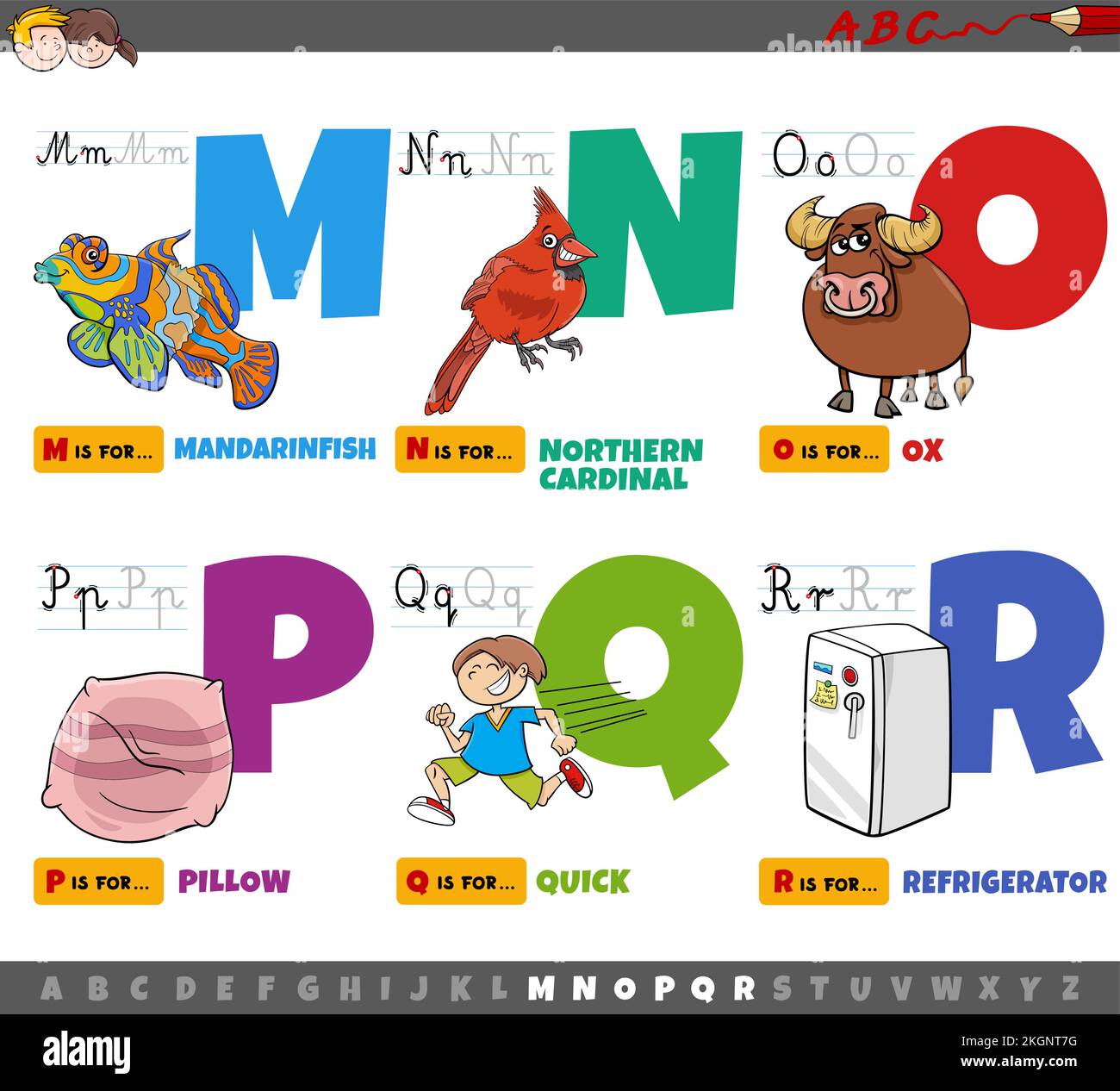 Cartoon illustration of capital letters from alphabet educational set ...