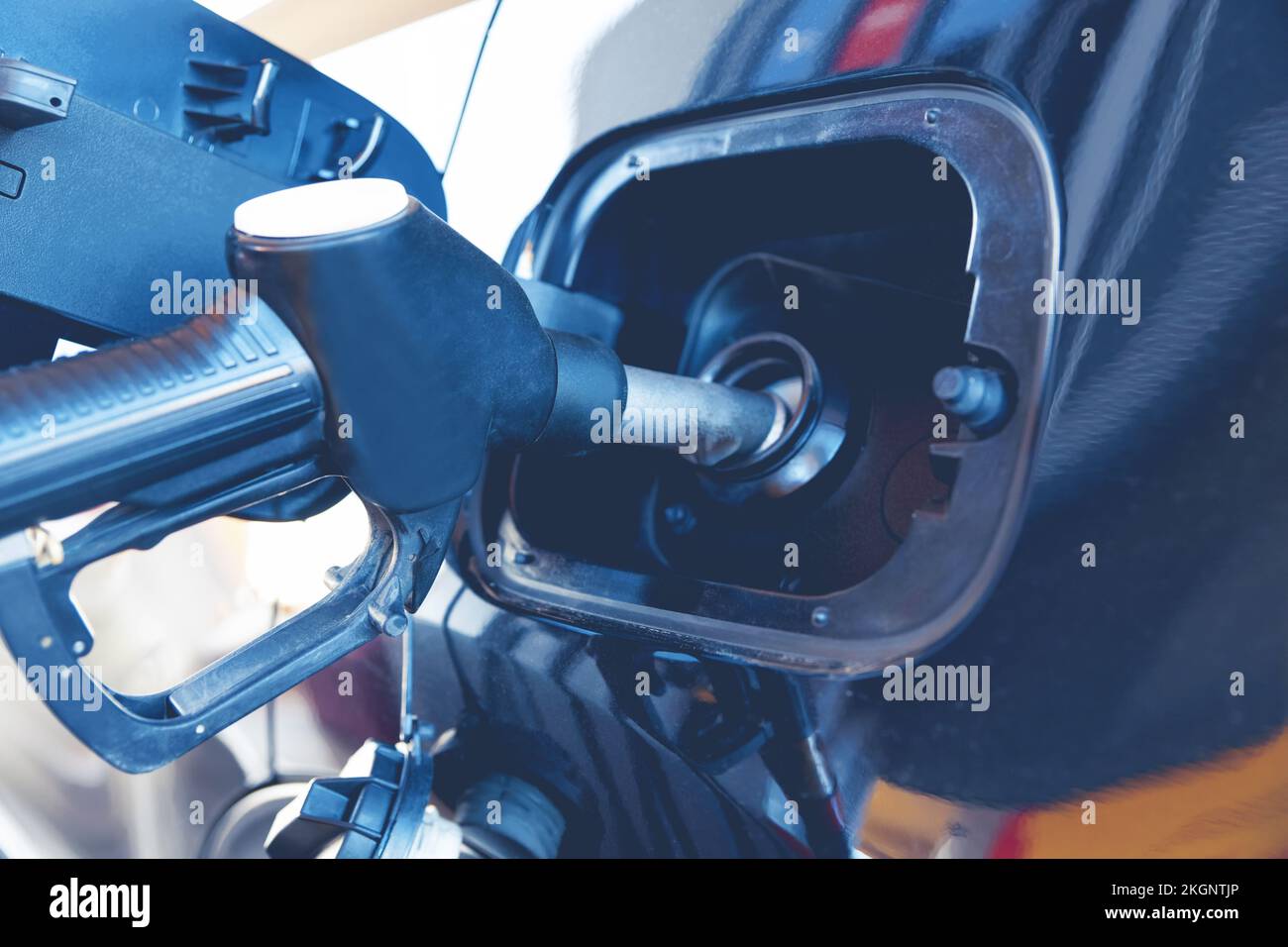 Refilling the car with fuel on a gas station Stock Photo - Alamy