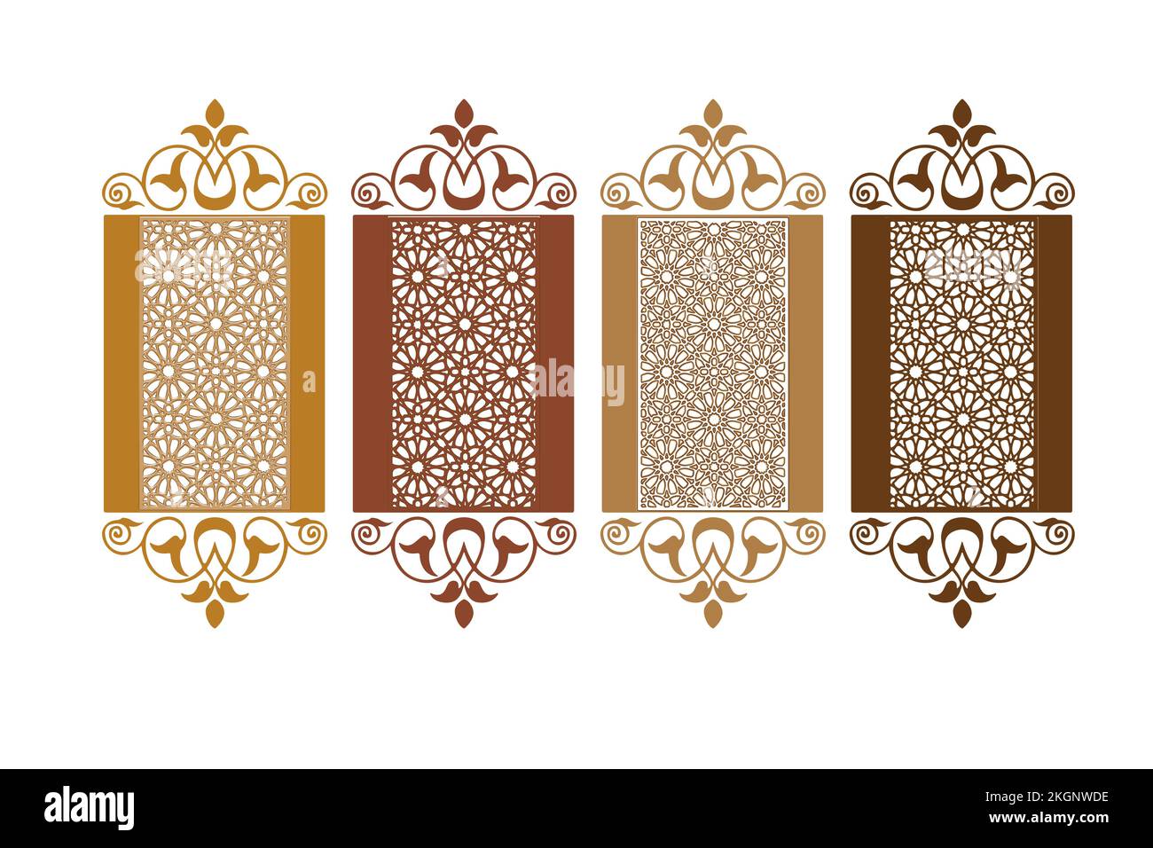 Picture of Set of ornamental islamic window. arabic traditional ...