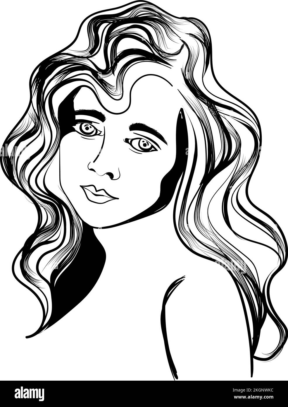 Isolated sketch of a beautiful woman Vector Stock Vector Image & Art ...