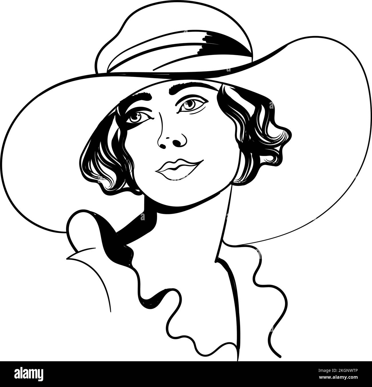 Isolated sketch of a beautiful woman Vector Stock Vector Image & Art ...