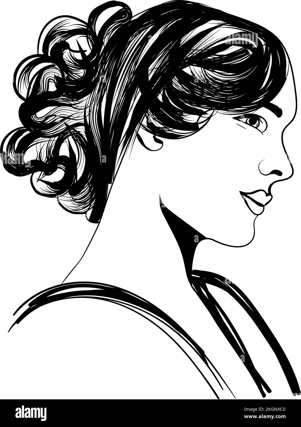 Isolated sketch of a beautiful woman Vector Stock Vector Image & Art ...
