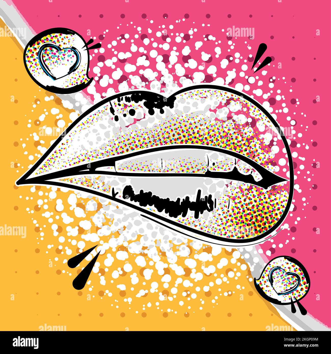 Isolated woman lips sketch on a comic page Vector Stock Vector Image ...