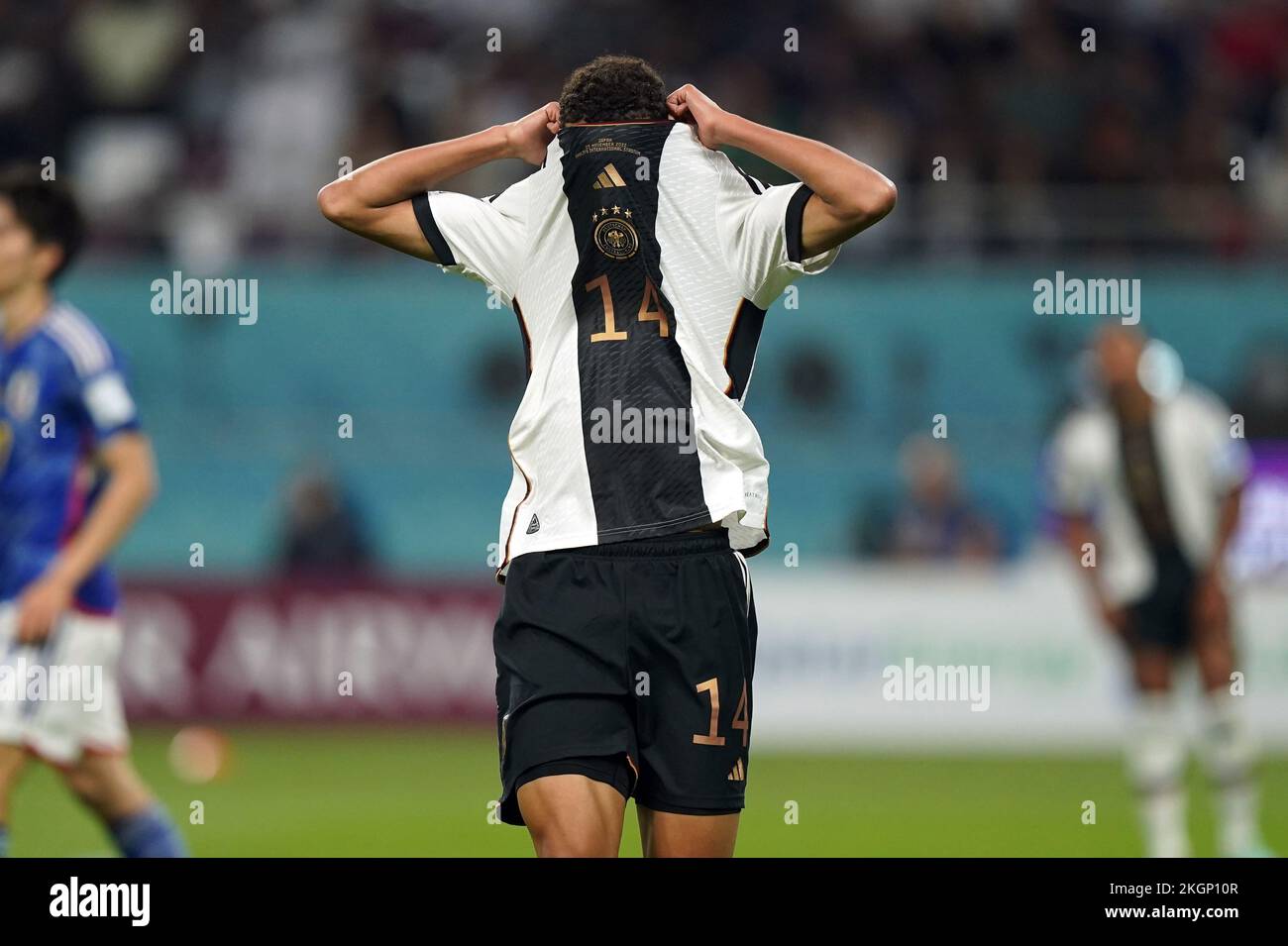 Germany's Jamal Musiala rues a missed chance during the FIFA World Cup ...
