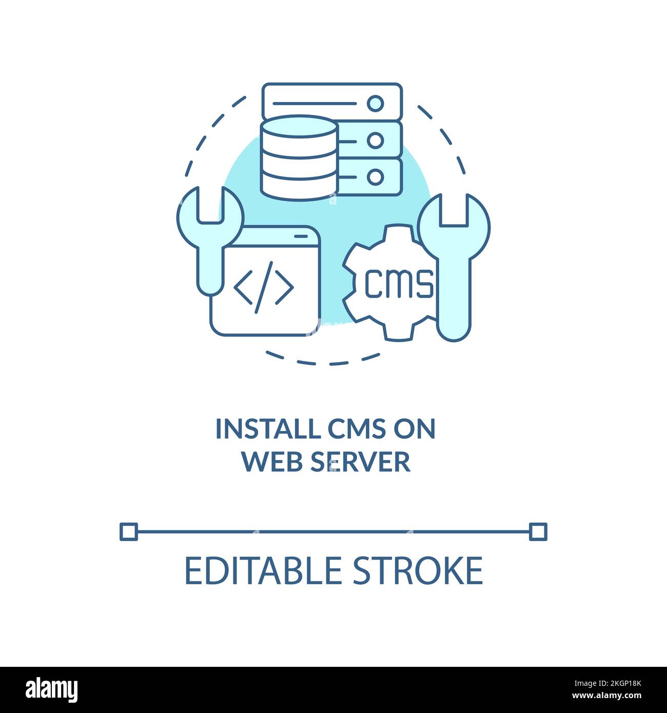 Install CMS on web server turquoise concept icon Stock Vector Image ...