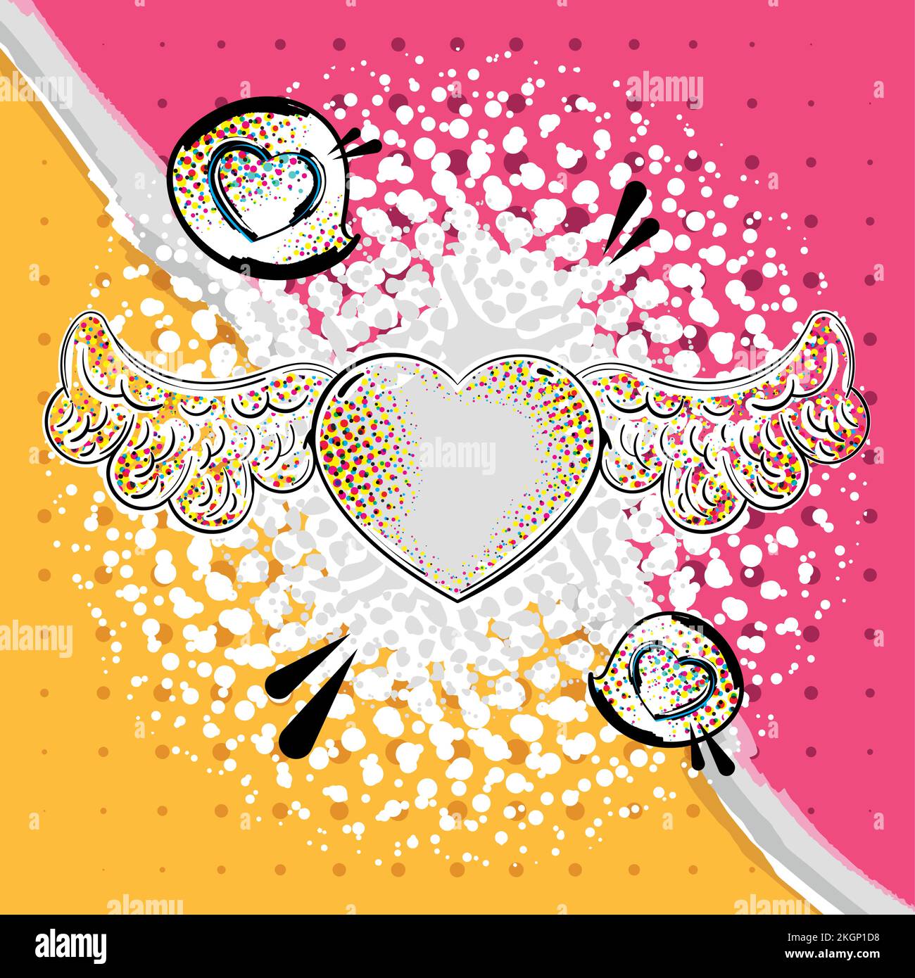 Isolated heart shape sketch with angel wings on comic page Vector Stock ...