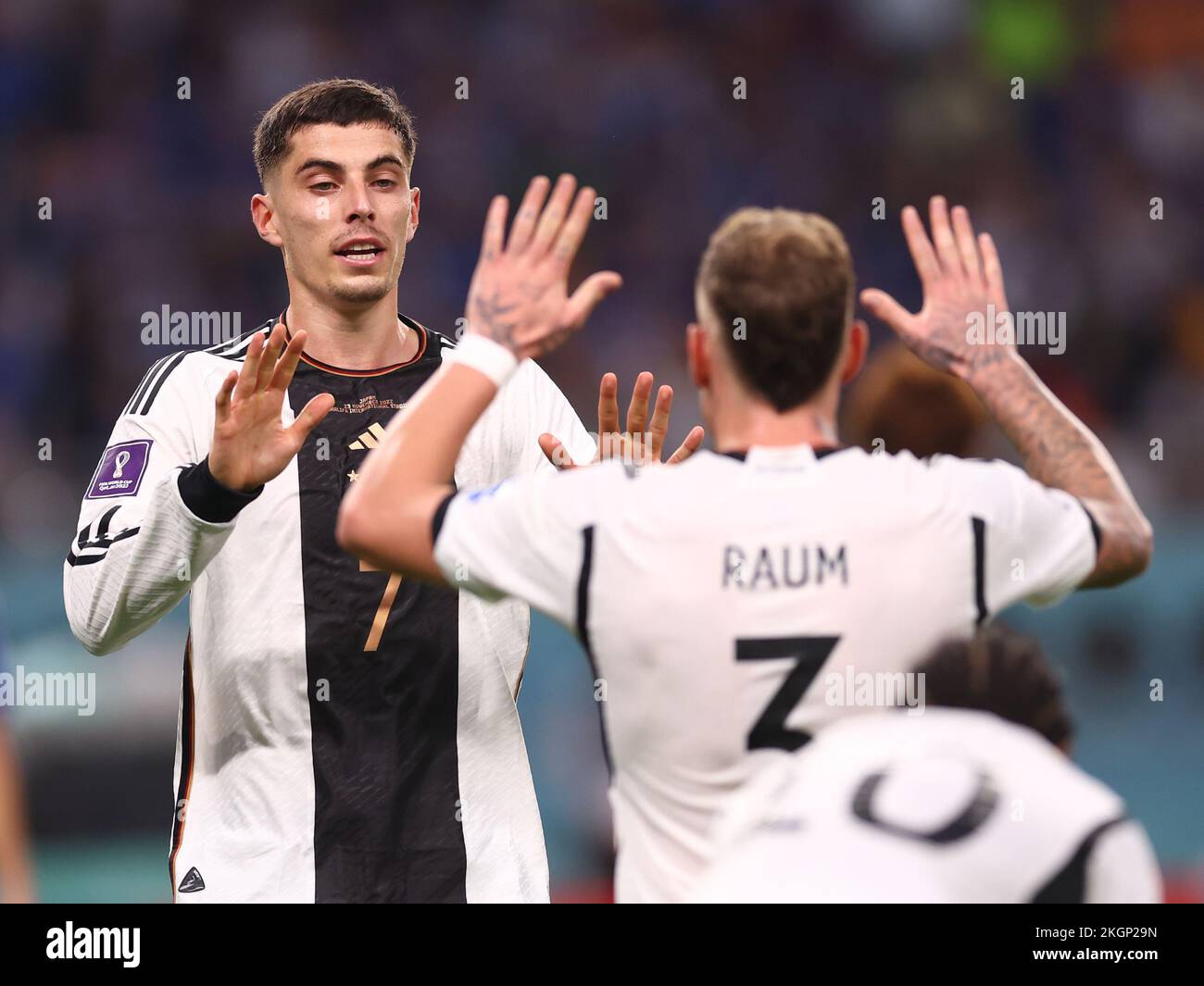 Doha, Qatar. 23rd Nov, 2022. Kai Havertz of Germany celebrates scoring ...