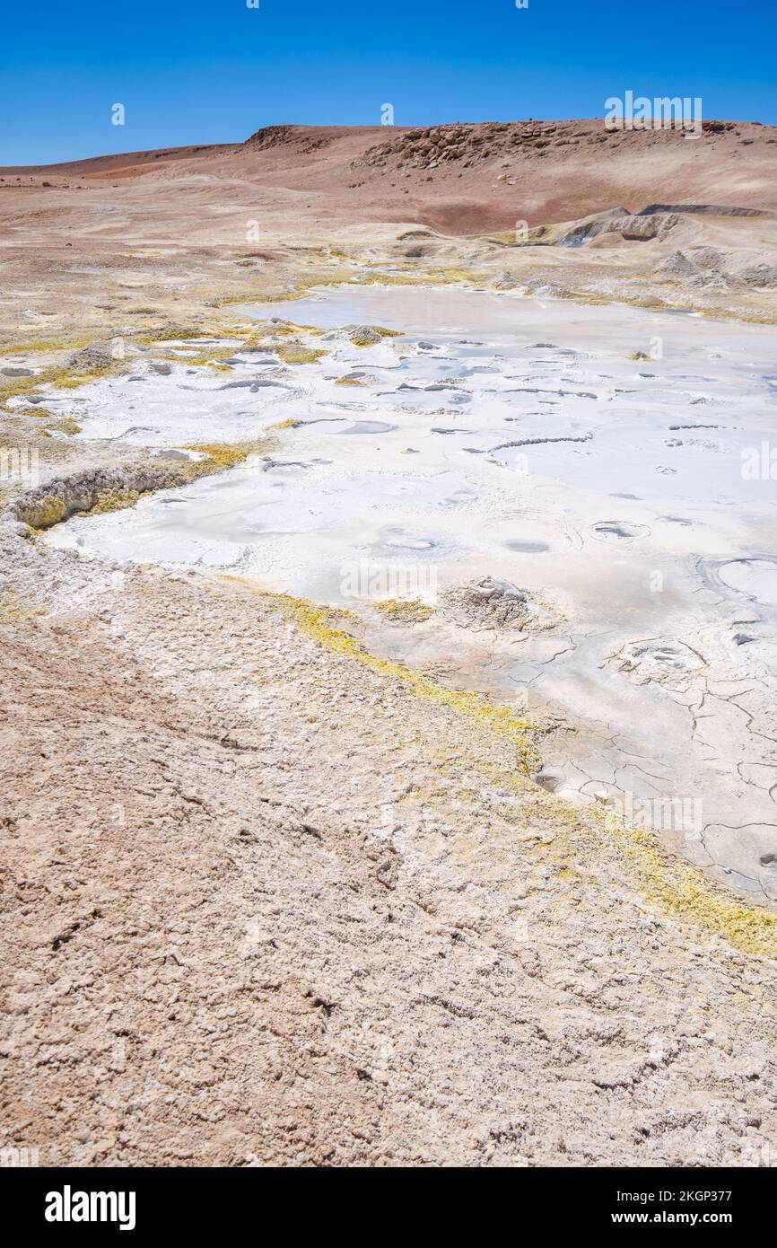 Volcanic mud pool in Sol de Mañana (Morning Sun) Geothermal Area in ...