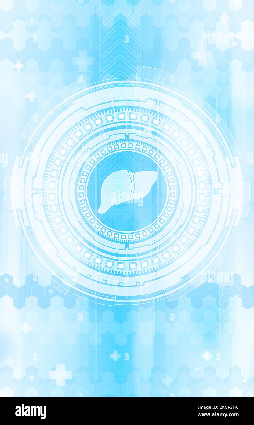 Medical hud screen with liver. Online medicine and health concept Stock ...