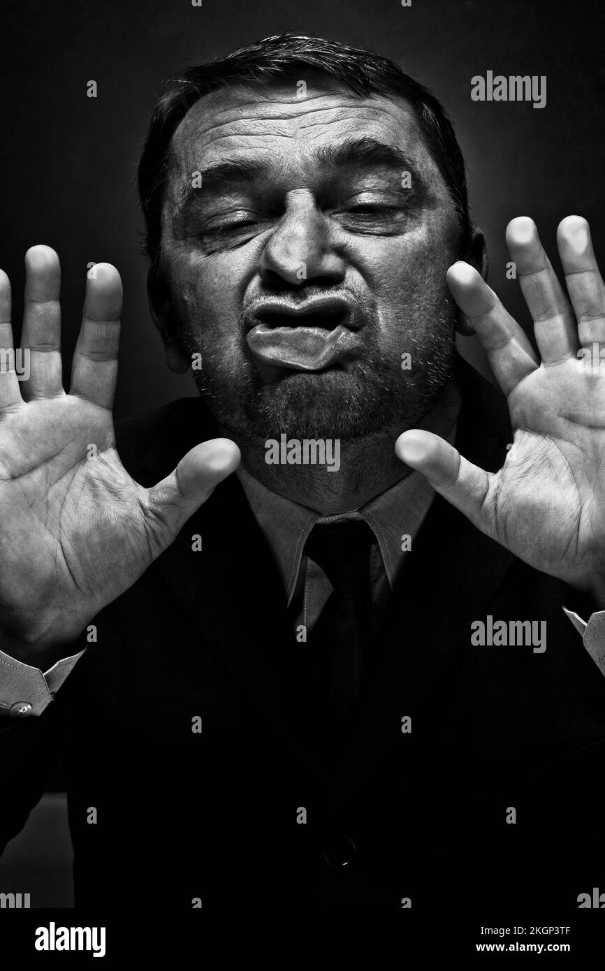 Man pressing face to glass hi-res stock photography and images - Alamy