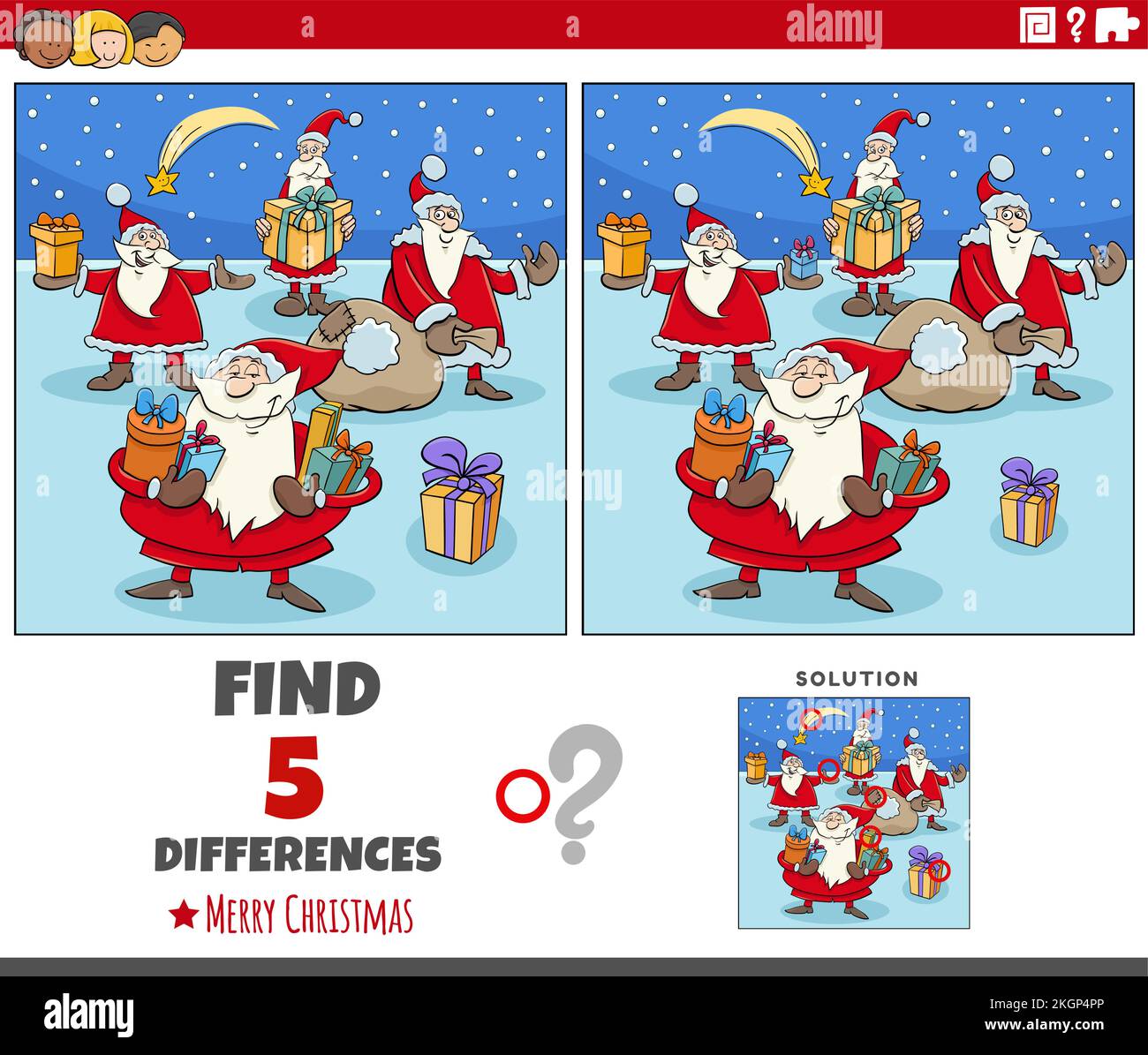Cartoon illustration of finding differences between pictures ...