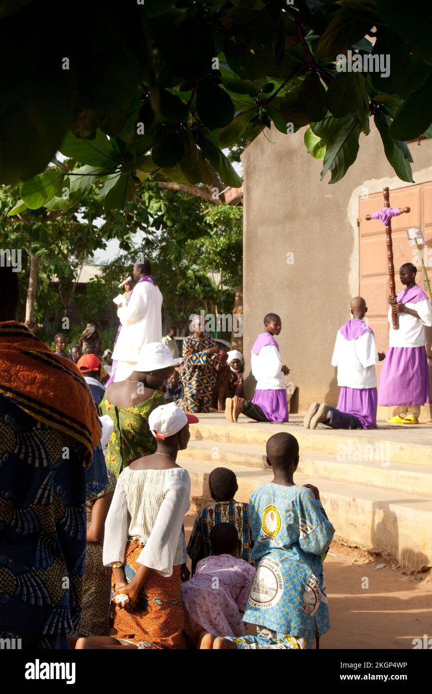 Easter Church Service, Catholic Church, Couffo-Mono, Benin - outside ...