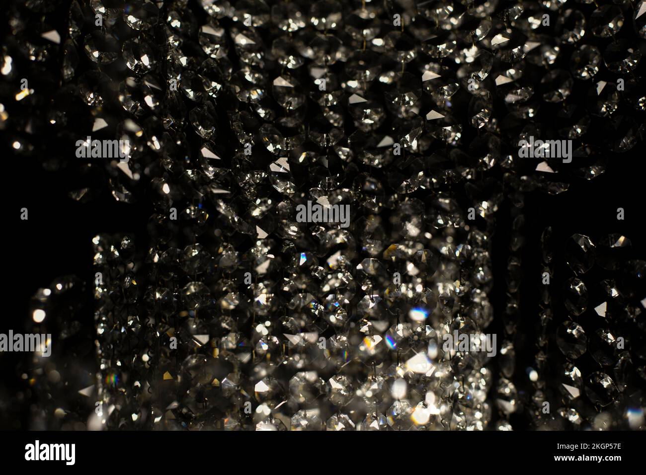 Glass in dark. Light on glass elements. Details of interior item. Light ...