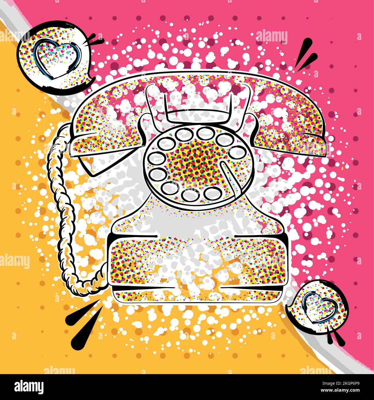 Isolated retro telephone sketch on a comic page Vector Stock Vector ...