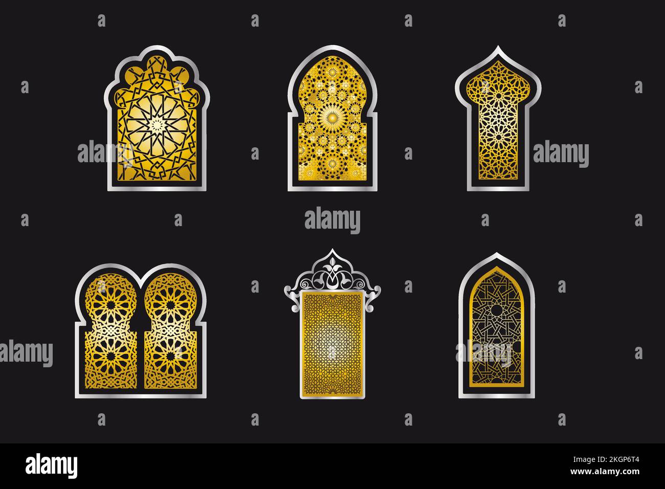 Traditional gold Arabic islamic windows. Arabic traditional ...