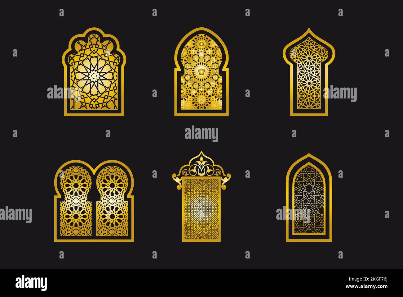 Traditional gold Arabic islamic windows. Arabic traditional ...