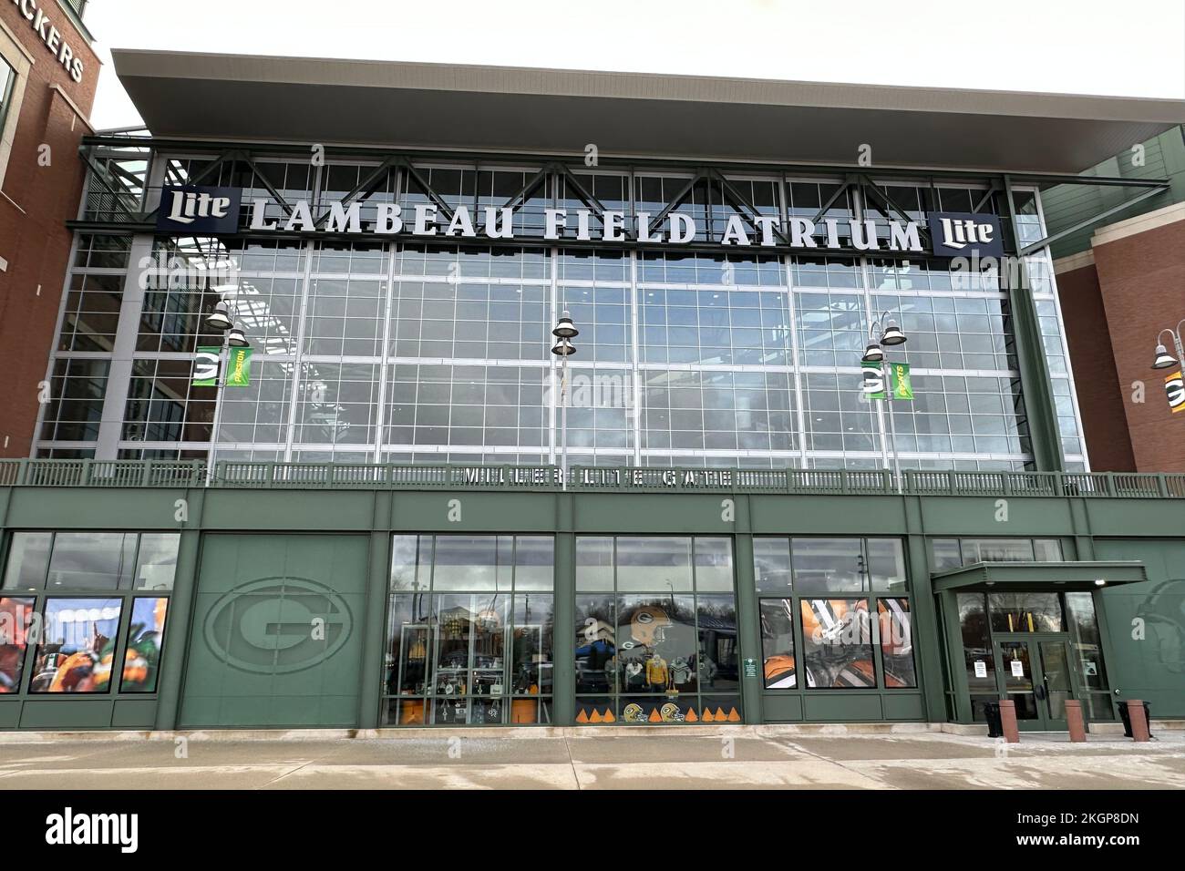 A general overall view of the Lambeau Field atrium at Lambeau Field ...