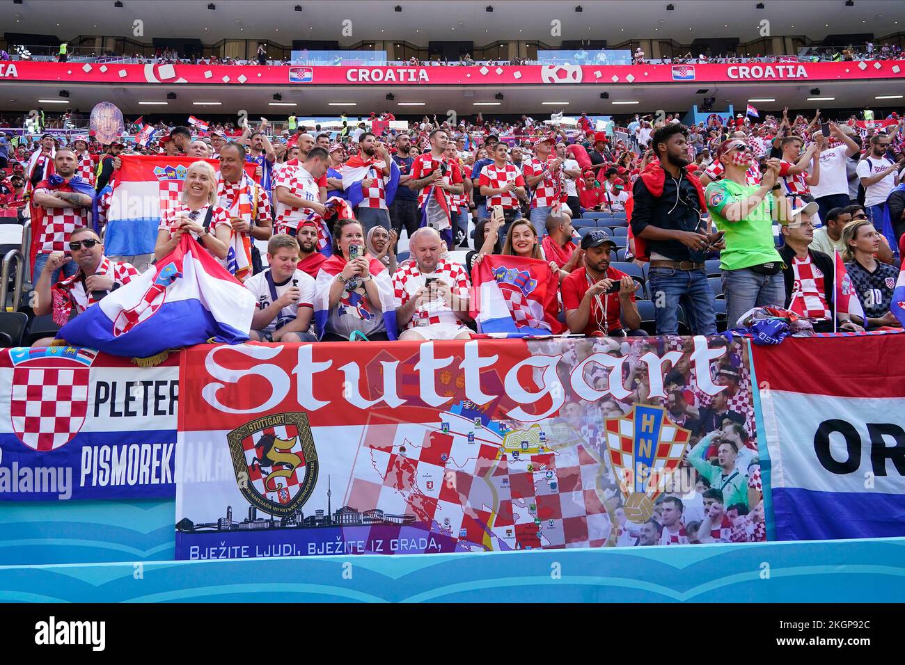 Croatia fans during the Qatar 2022 World Cup match, group F, date 1 ...