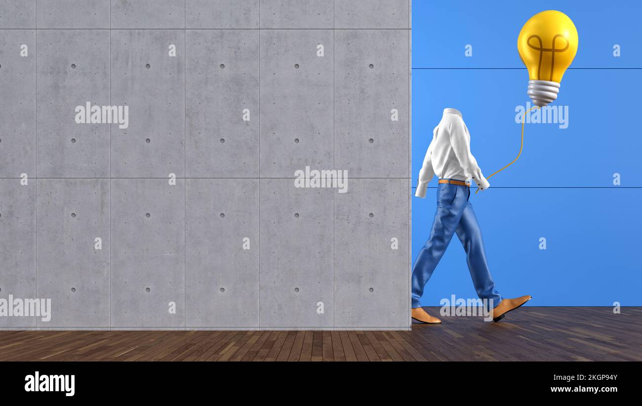 Invisible person walking with light bulb shaped balloon in hand Stock ...