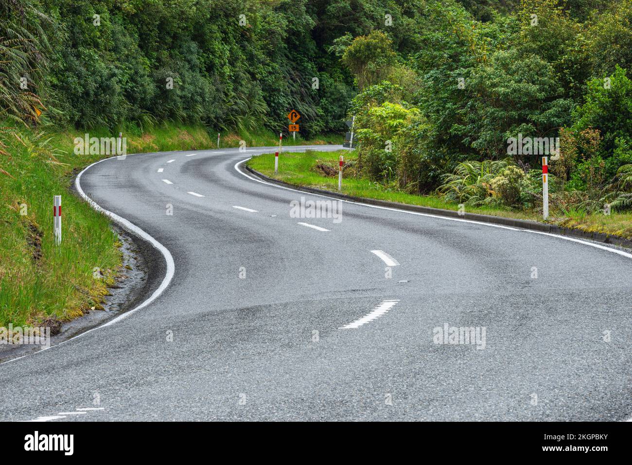 New Zealand, West Coast Region, Winding asphalt road Stock Photo - Alamy