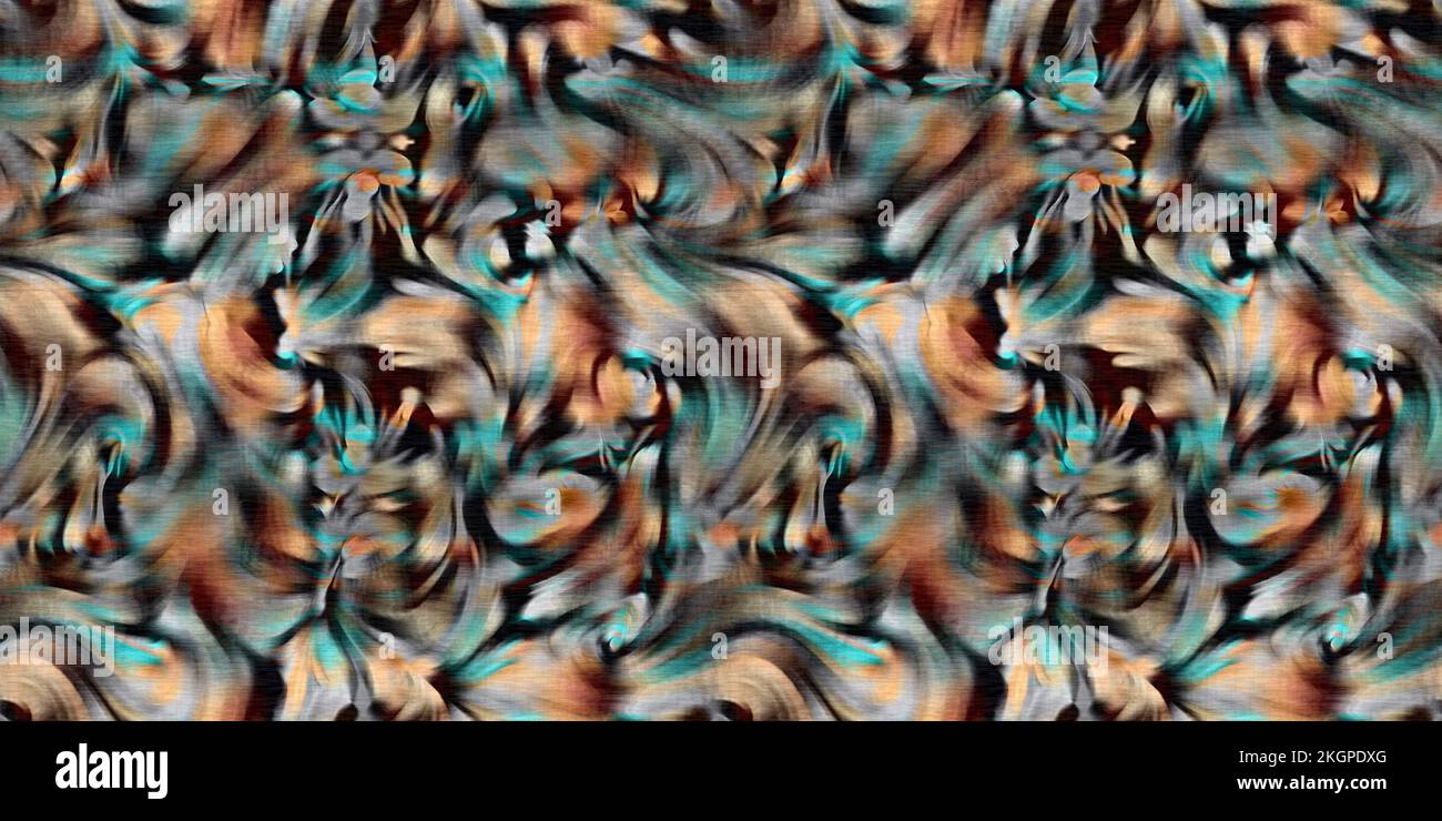 Marbled floral decorative border. Seamless botanical wash for organic ...