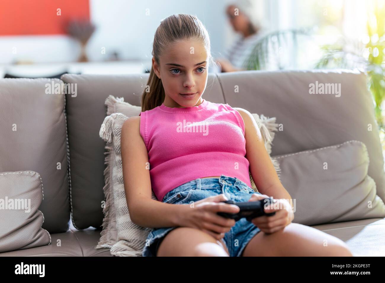 Caucasian concentrated female gamer girl hi-res stock photography and ...