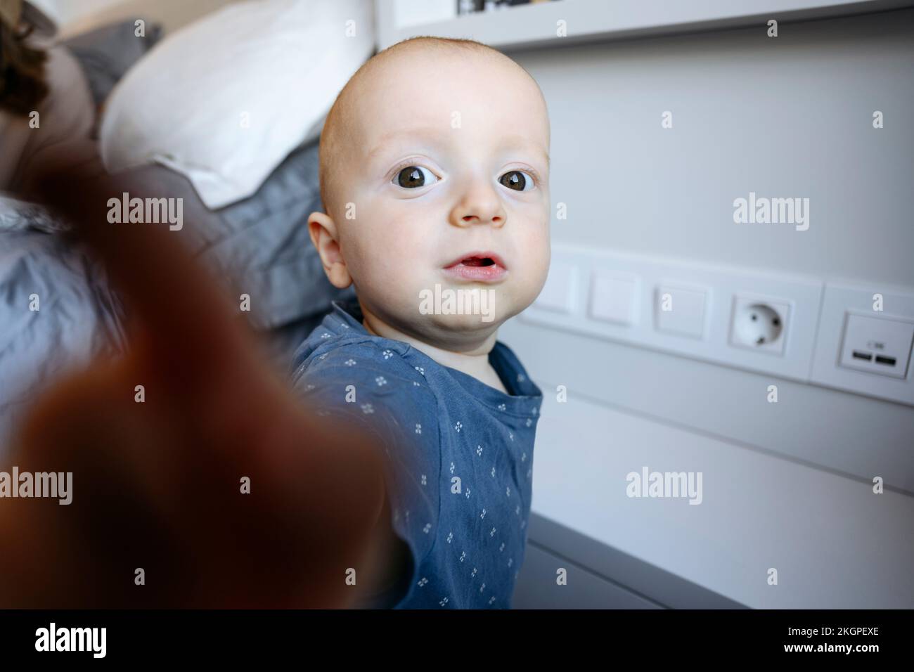 Cute baby boy at home Stock Photo - Alamy