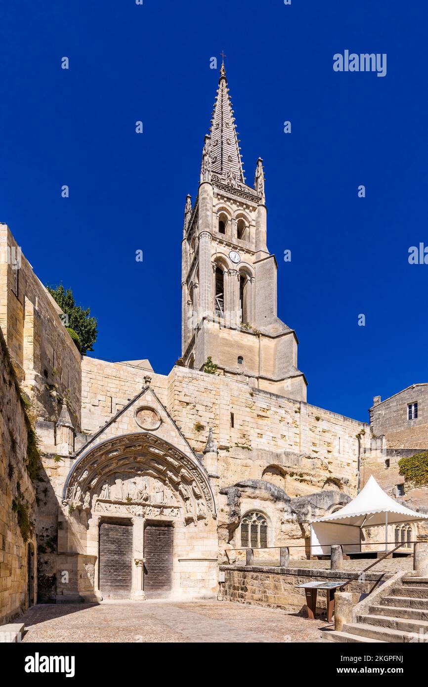France, Nouvelle-Aquitaine, Saint-Emilion, Exterior of monolithic ...