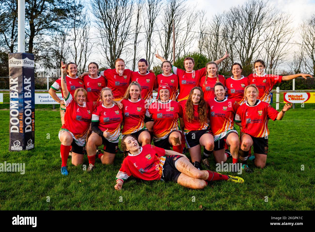Camborne ladies Rugby team pose for a team/group photo in Camborne ...