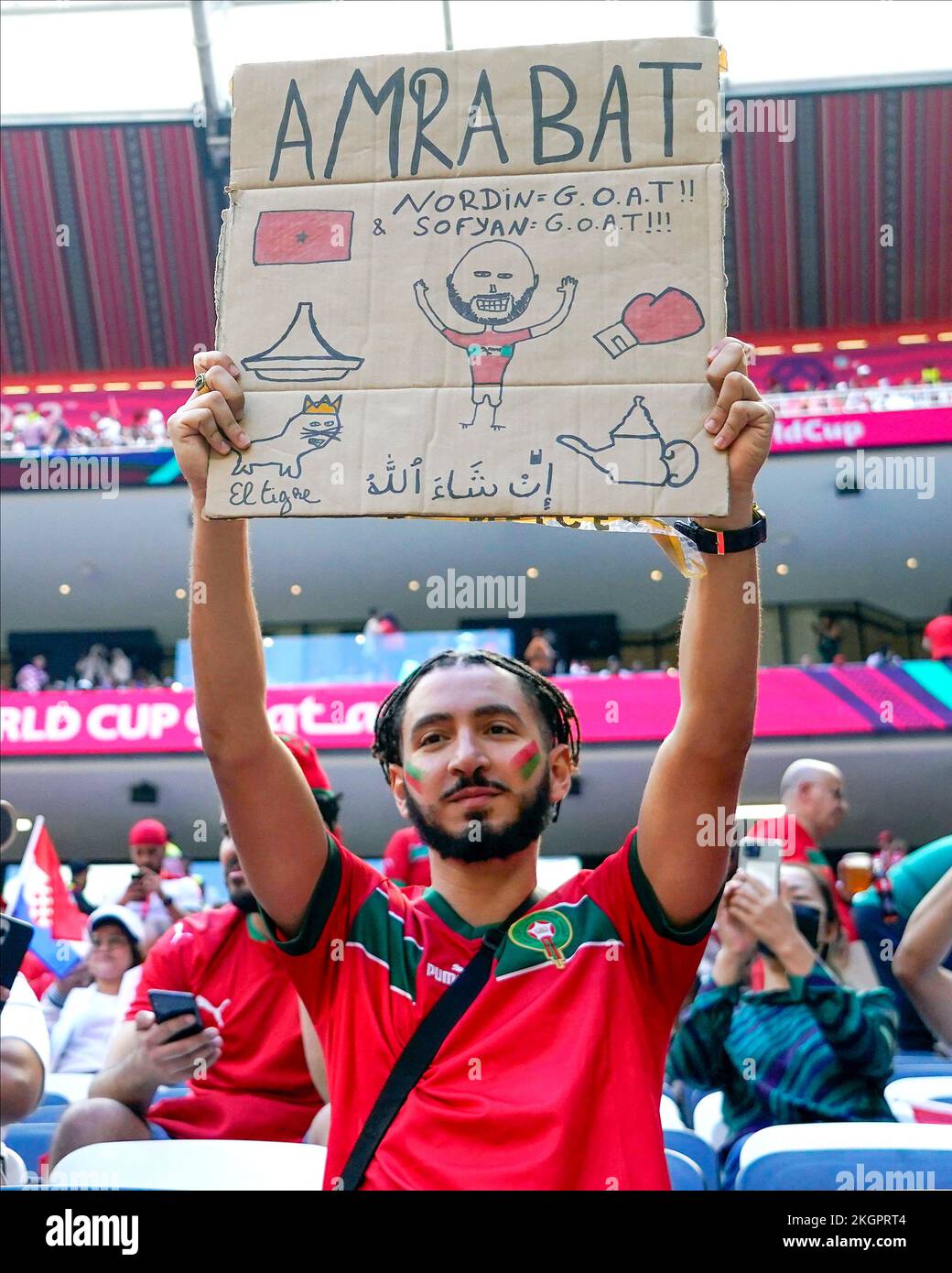 Khor, Qatar. 23/11/2022, Morocco fan during the Qatar 2022 World Cup ...