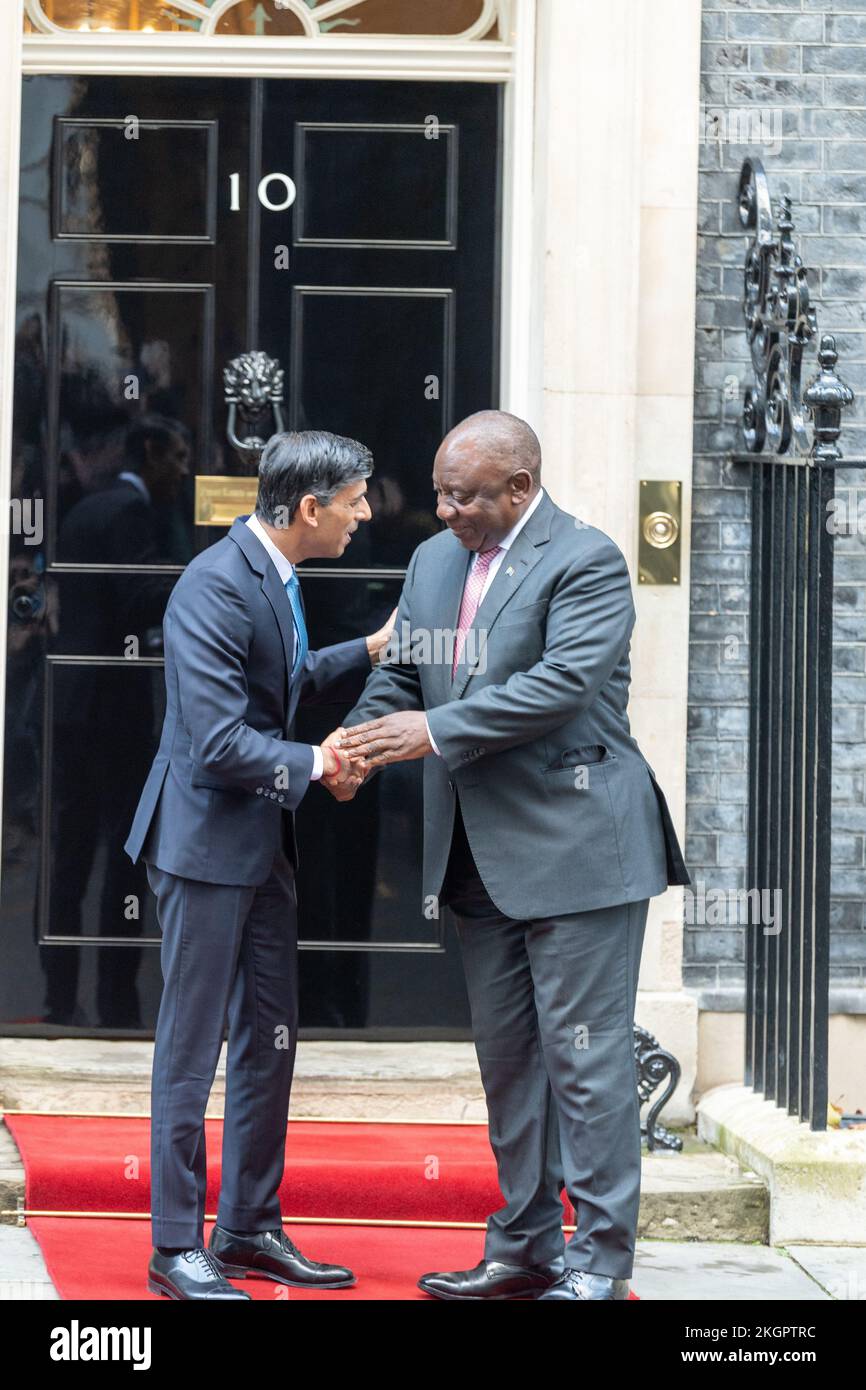London, UK. 23rd Nov, 2022. Cyril Ramaphosa, President of South Africa meets with Rishi Sunak ...